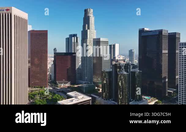 LA from drone angle. City of LA from drone view. Los Angeles city from ...
