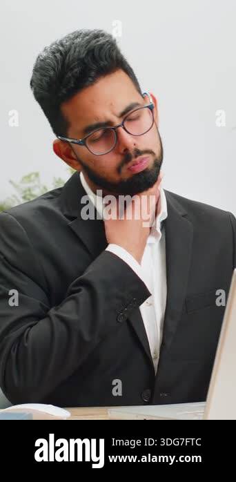 Indian businessman freelancer feeling unwell sick ill suffering from ...