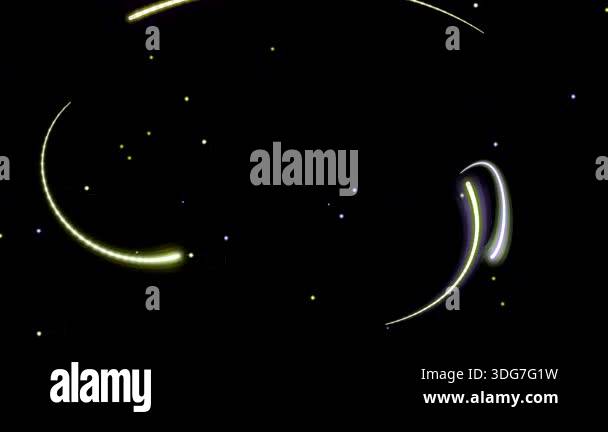 Glowing neon trails and dots create a dynamic, futuristic atmosphere on ...