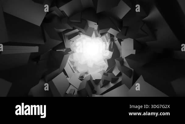 looping animation of Abstract 3D tunnel with geometric shapes and ...
