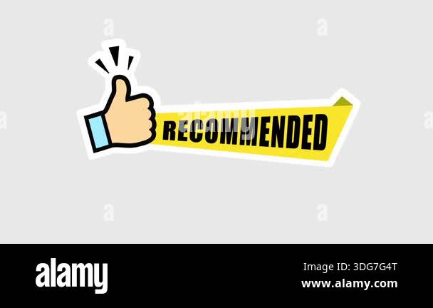 Animated recommended thumb up icon red vector illustration for ...