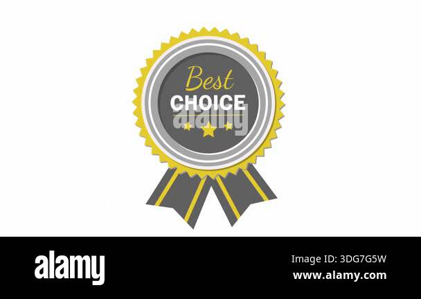 Best choice grey award or badge with stars and ribbon on white ...