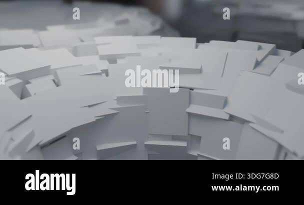 looping animation of Abstract 3D rendering of white geometric shapes ...