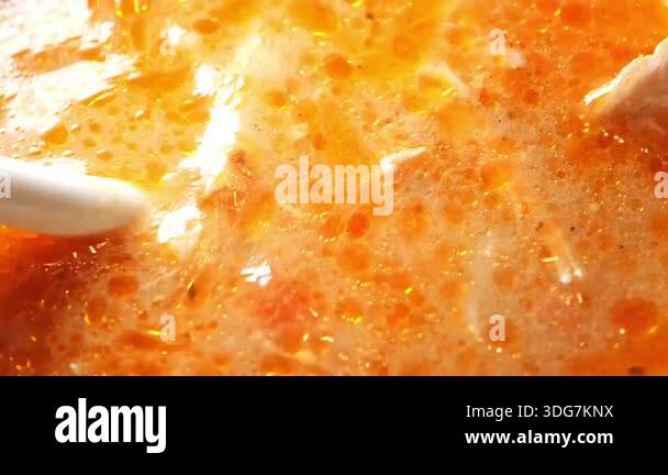 Close-up of spoon pick chicken soup Stock Video Footage - Alamy