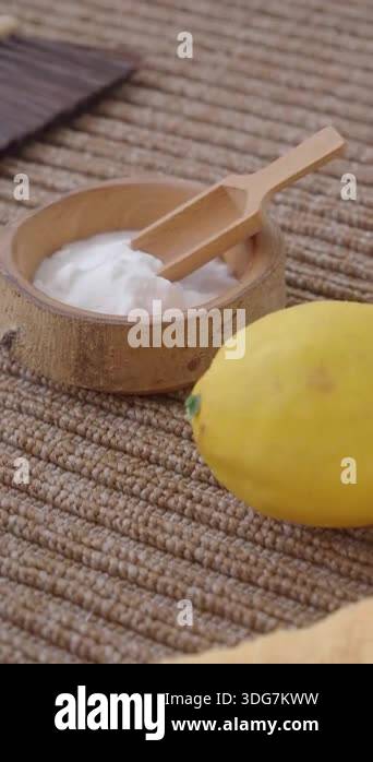 baking soda powder and lemon on a carpet Stock Video Footage - Alamy