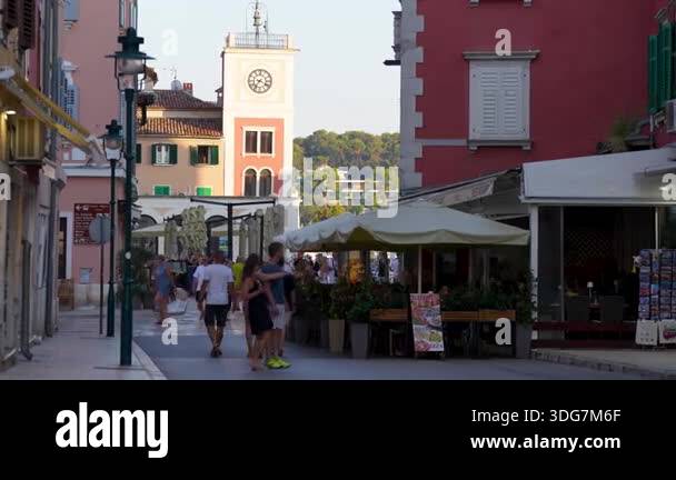 Rovinj, Croatia - August 16, 2025: A vibrant plaza in Rovinj features a ...