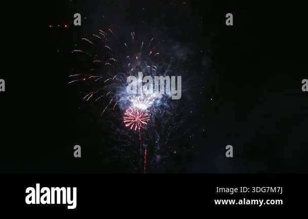 colorful festive fireworks display at the celebration of pyrotechnic ...