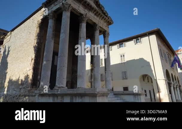 Pula, Croatia - August 19, 2025: The Temple of Augustus in Pula stands ...