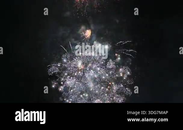 colorful festive fireworks for New Year celebrations on background of ...