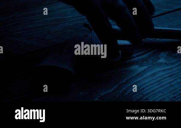 Cowboy Gun Picked Up By Gloved Hand In Dark Room Stock Video Footage ...