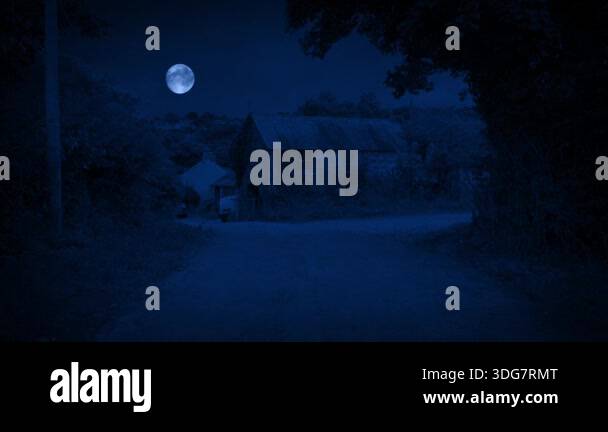 Moon Above Barn Building Moving Shot Stock Video Footage - Alamy