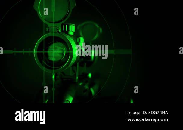 Sniper Rifle Night Vision View With Scope Graphic Stock Video Footage ...