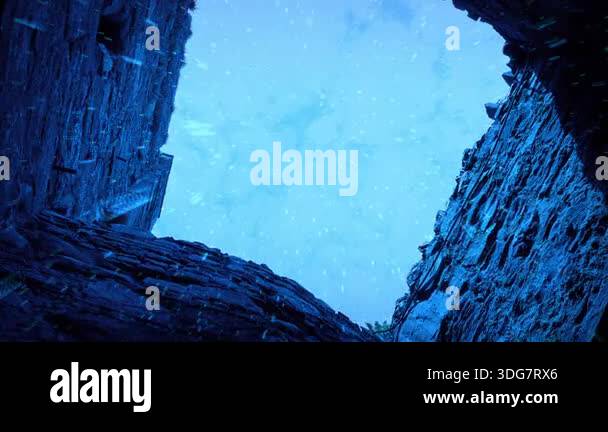 Lightning And Rain Looking Up In Building Ruins Stock Video Footage - Alamy