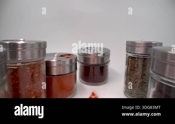 Spices in small jars close up 4K Stock Video Footage - Alamy
