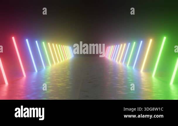 Lines 3d animation abstract neon colorful background. 3d illustration ...