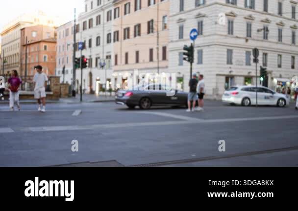 Blurred street scene in rome with soft bokeh and defocused historic ...