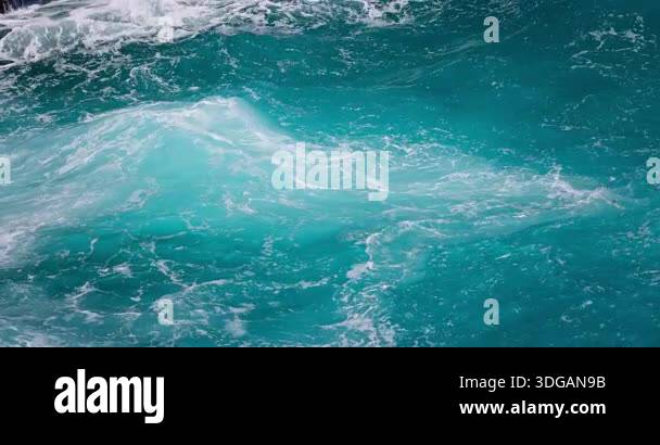 Ocean Waves Rolling Across Deep Blue Sea Turquoise Water Background ...
