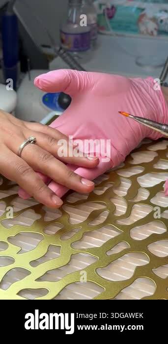 Professional Nail Art Application in a Modern Salon Setting Stock Video ...
