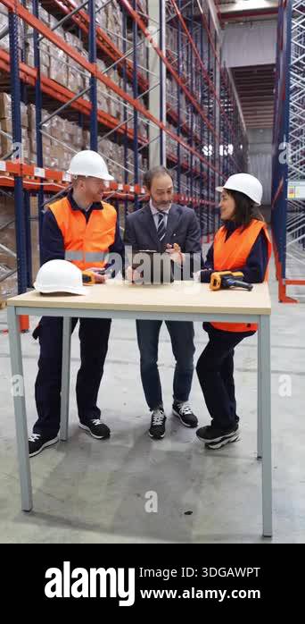 Professional warehouse team analyzing logistics operations ...