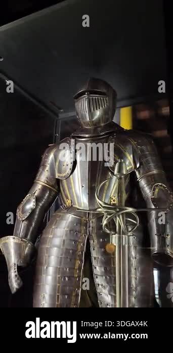 Shiny Full-Body Medieval Armor on Display at Japanese Museum. High ...