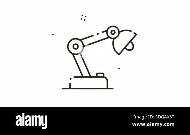 Animated outline icon of an adjustable table lamp with articulated arm ...