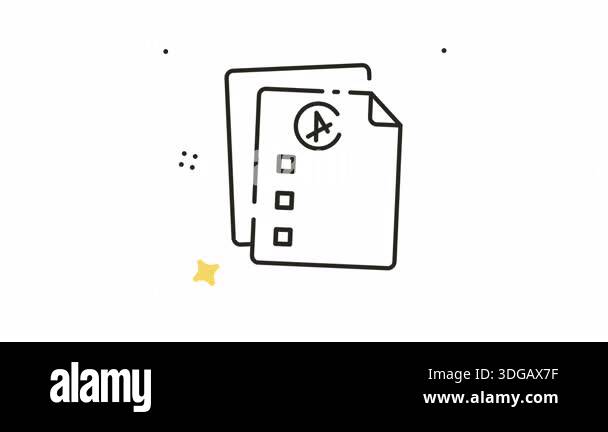 Animated outline icon of a score document with checklist items and a ...