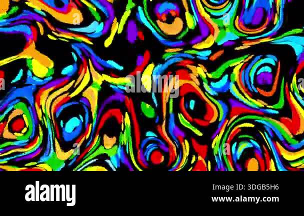 4K Loop Abstract animation vibrant colorful twirl flowing wave ...