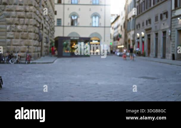 Florence historic cobblestone street defocused background street ...