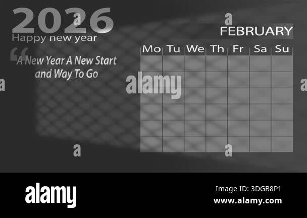 2026 Calendar Design With February Highlighted and New Year Greetings ...