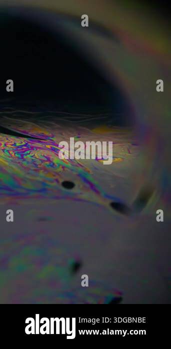Vertical video. Rainbow defocused oil. Paint mix. Multicolor round lens ...