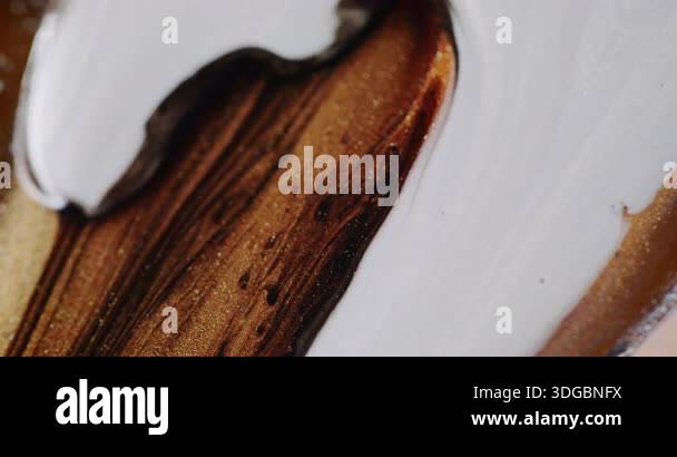 Paint leak blur. Acrylic flow. White pigment spill on shimmering ...