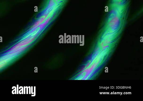 Defocused light fluid. Paint pigment. Green purple blue colorful ...