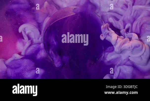 Ink smoke flow. Glitter vapor. Blur blue purple pink color sparkling ...