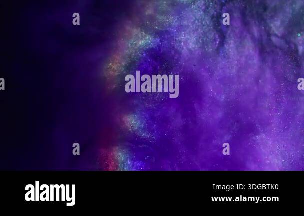 Shimmering flow. Shiny fluid. Purple violet sparkling spreading on ...