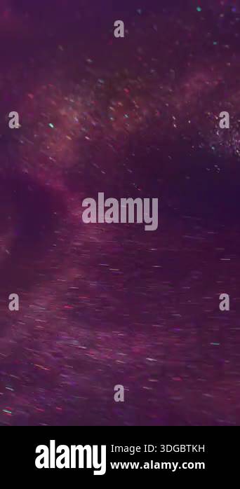 Vertical video. Blur glitter paint. Radiant light. Defocused purple ...