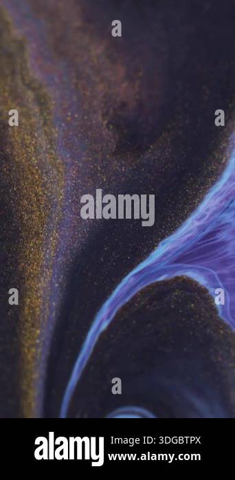 Vertical video. Swirl art. Ripple paint liquid. Defocused purple blue ...