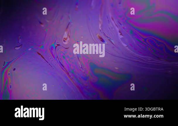 Blur gasoline acid. Acrylic ink. Blue purple pink color flow oil bubble ...