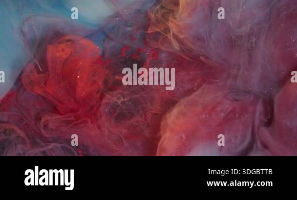 Haze flow. Color fume. Defocused blue red sparkling paint water bright ...