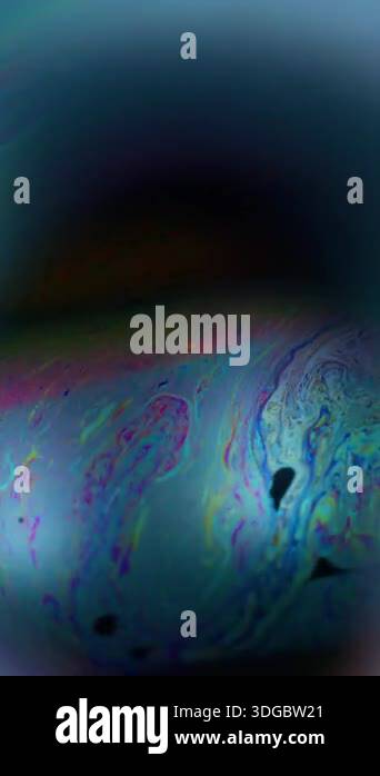 Vertical video. Ink blur spill. Bubble planet. Color fluid mix floating ...