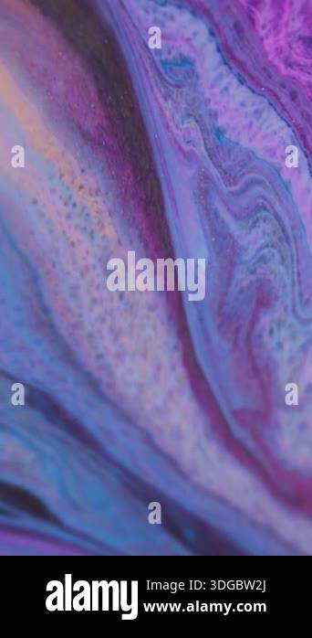 Vertical video. Spill texture. Ink ripple flow. Blur purple yellow blue ...