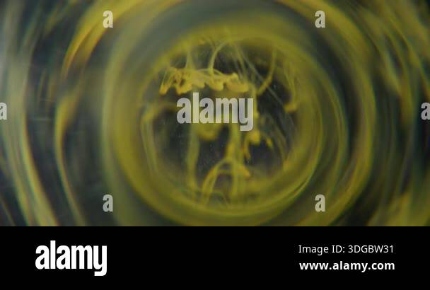 Dye blot blur. Vapor whirl. Circle color lens underwater splash. Yellow ...