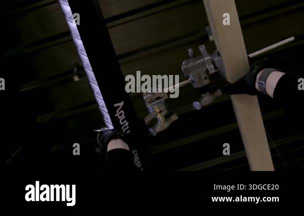 ALMATY, KAZAKHSTAN - SEPTEMBER 28 2025: Technician installs powerful ...