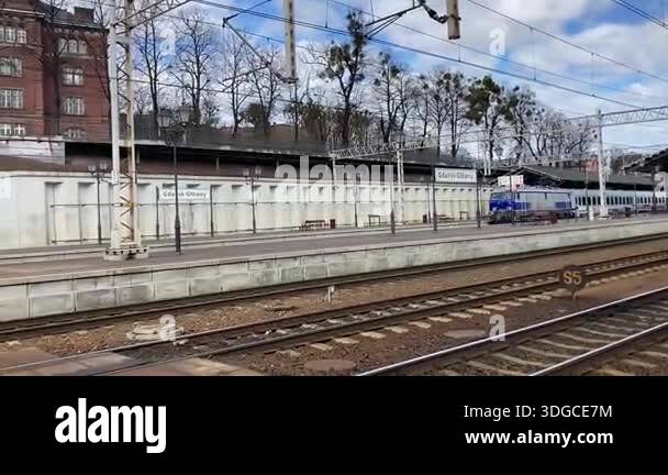 modern electric trains on Poland network captured from trackside ...