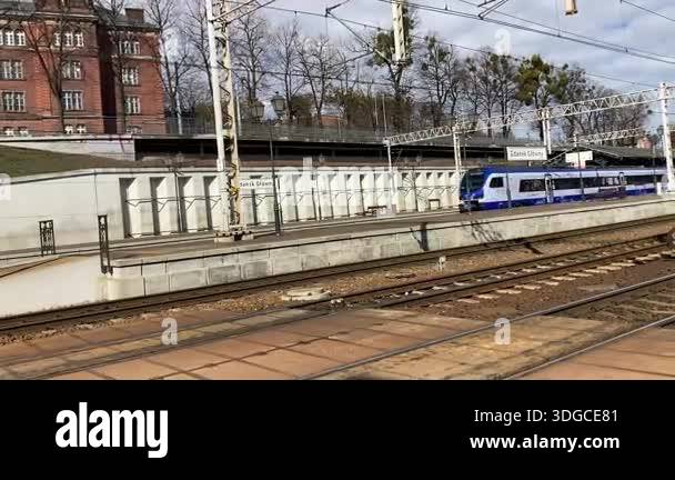 modern electric trains on Poland network captured from trackside ...