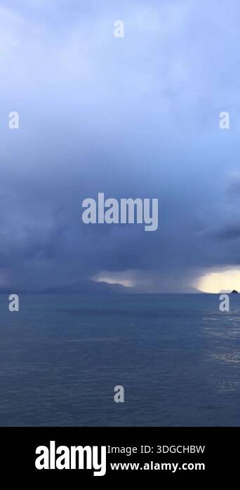storm clouds over the sea. Turgutreis, Bodrum, Turkey. Vertical video ...