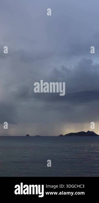 storm clouds over the sea. Turgutreis, Bodrum, Turkey. Vertical video ...