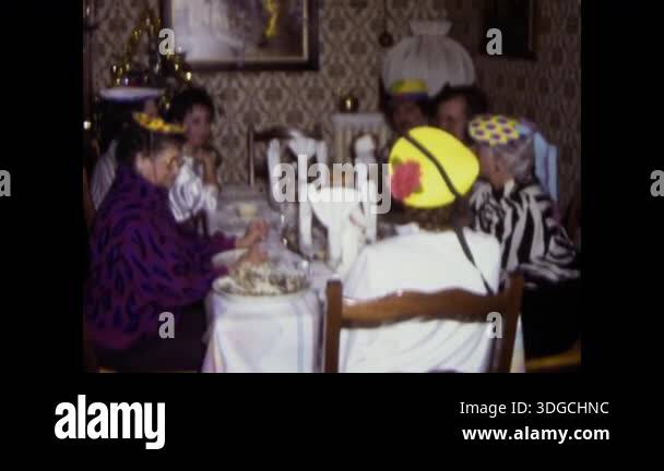Paris, france december 1980: nostalgic footage of a french family ...