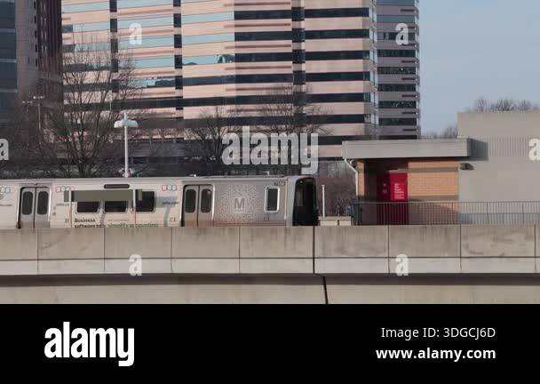Washington DC USA An elevated Metro station and Metro train in the ...