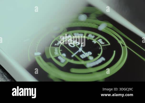Digital clock face with a high tech design Stock Video Footage - Alamy