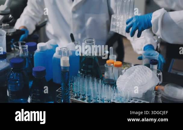 Science medical lab equipments with microscope for background Stock ...